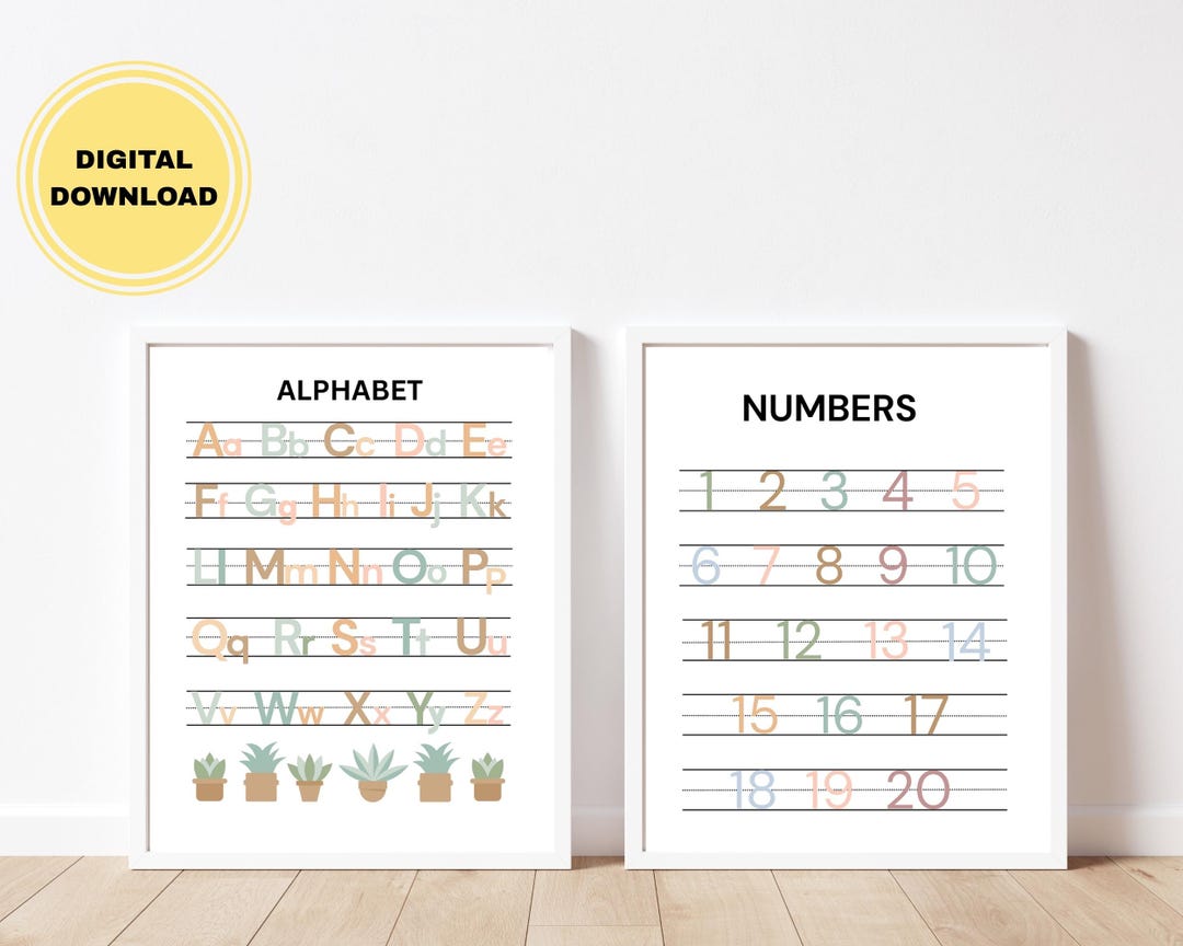 Alphabet and Numbers Poster | Modern Learning Print (digital Download ...