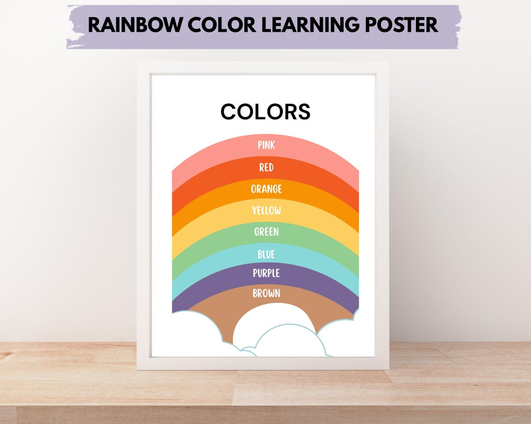 Rainbow Colors Poster | Kids Learning Chart (digital Download) - Etsy