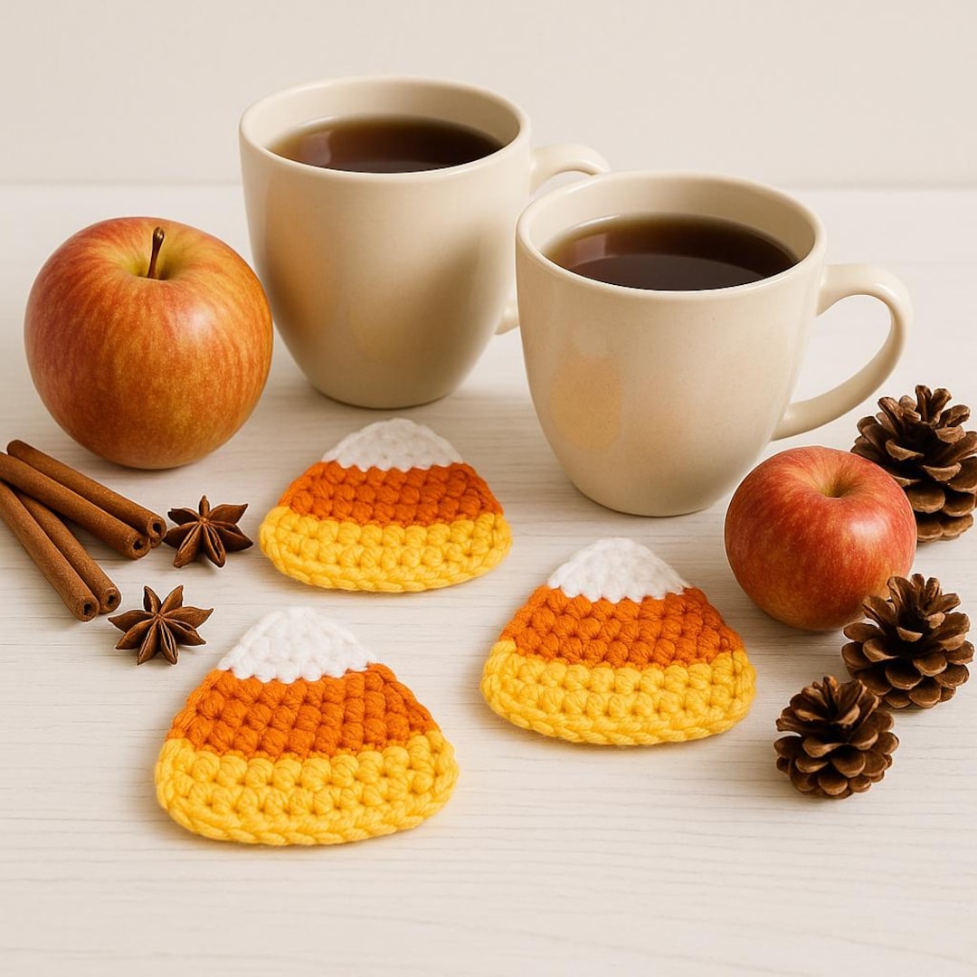 Crochet Pattern & Video / Crochet Candy Corn Coaster Pattern: Easy ...