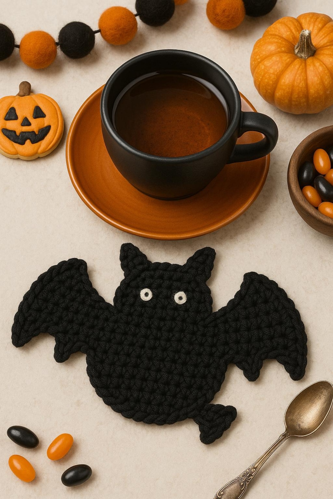 Spooky Bat Coaster Crochet Pattern: Easy Halloween Decor (PDF) - Etsy