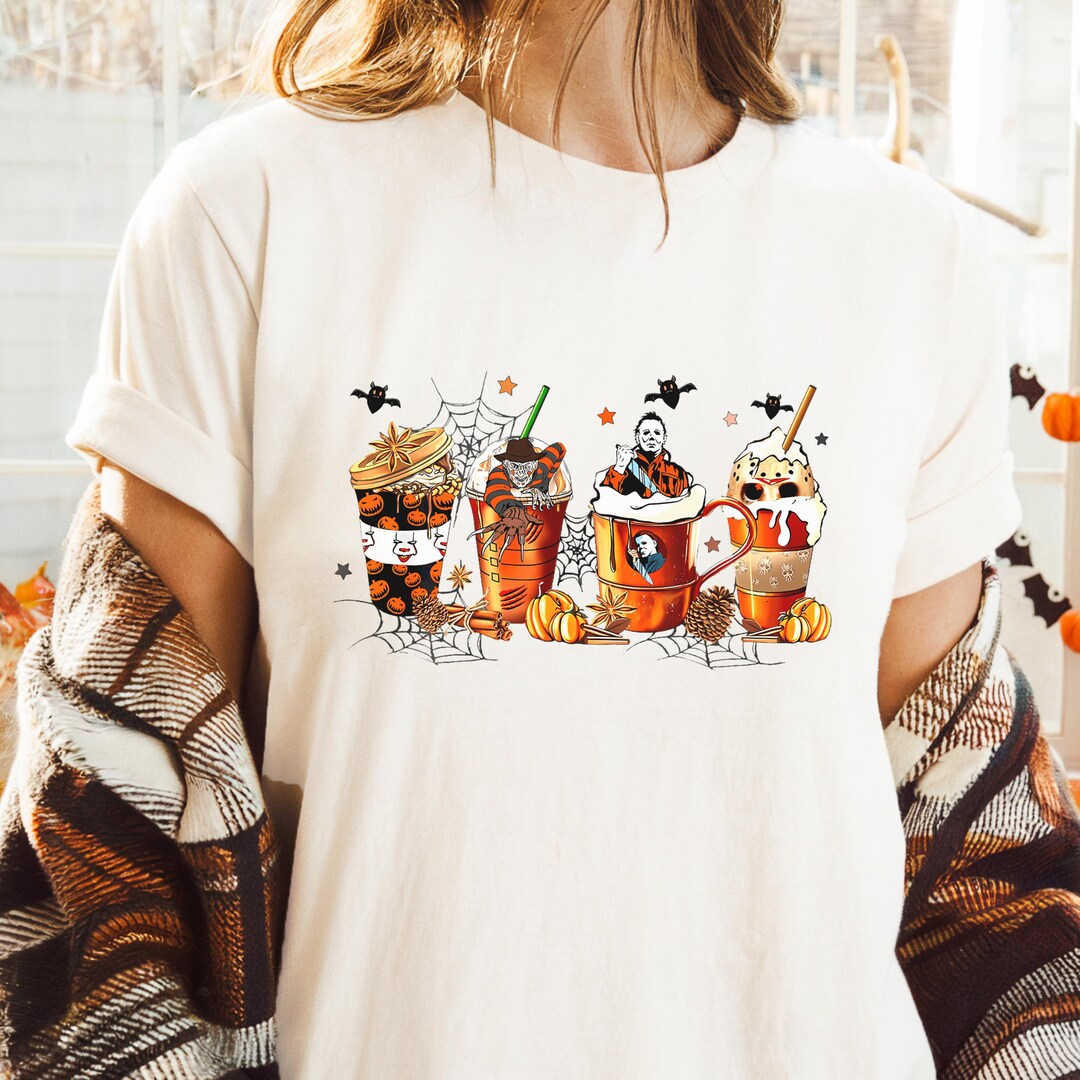 Slasher Coffee Club Tee: Horror Movie Latte, Spooky Season Top - Etsy