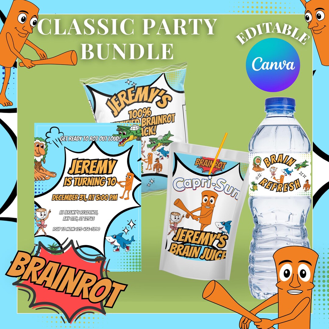 Brainrot Birthday Party Bundle: Editable Meme Templates (canva) - Etsy