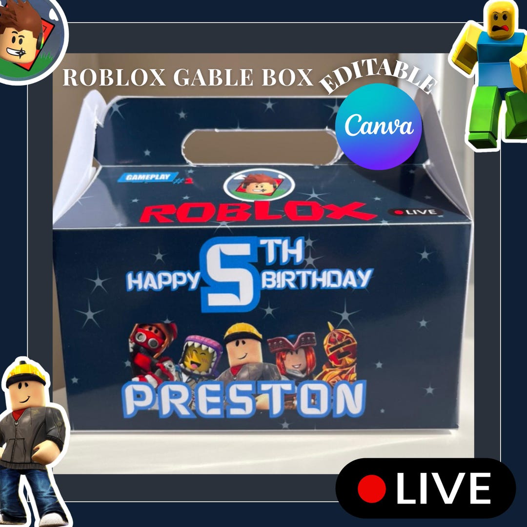 Roblox Birthday Gable Box, Roblox Party Favor Box, Printable Treat Box ...