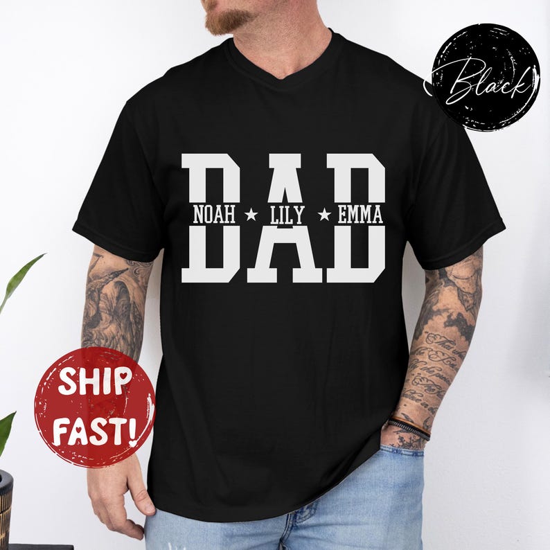 Personalized Dad Shirt, Comfort Colors® Custom Names Tee - Etsy