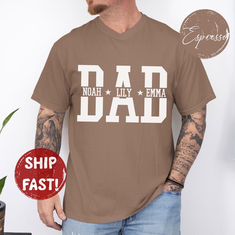 Personalized Dad Shirt, Comfort Colors® Custom Names Tee - Etsy