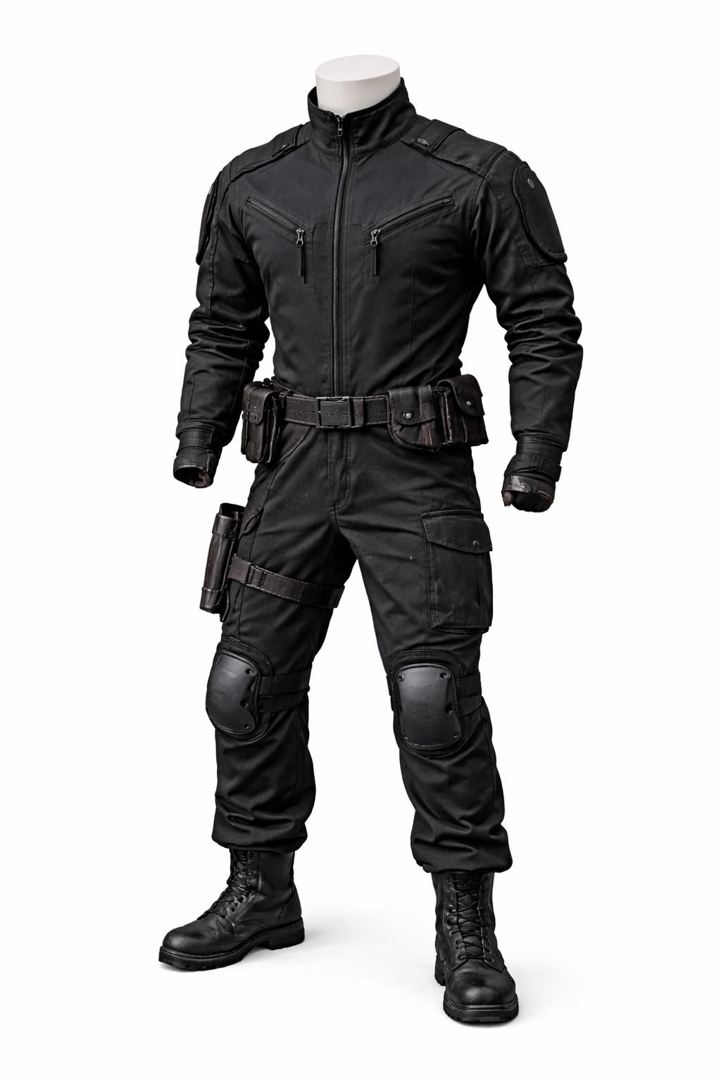 Tactical Black Jumpsuit – Military-style Utility Combat Outfit With ...