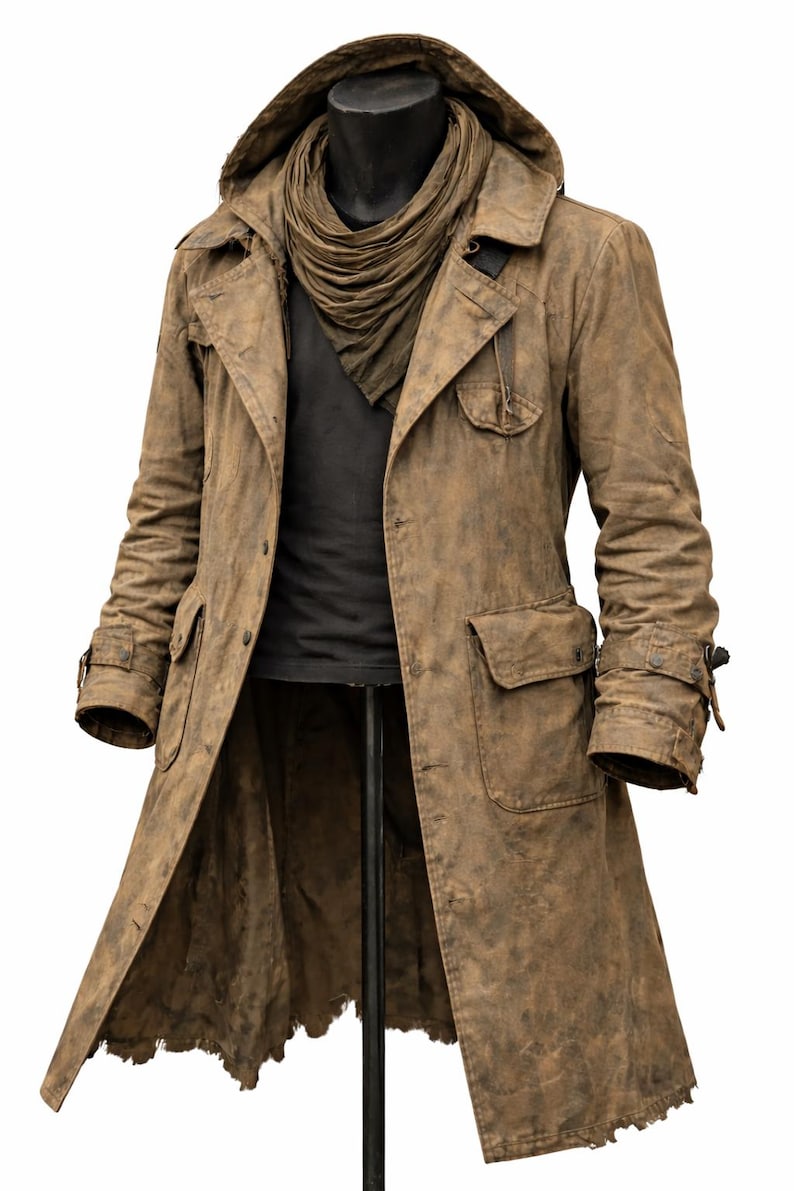 Wasteland Trench Coat | Distressed Cotton Duster, Post-apocalyptic ...