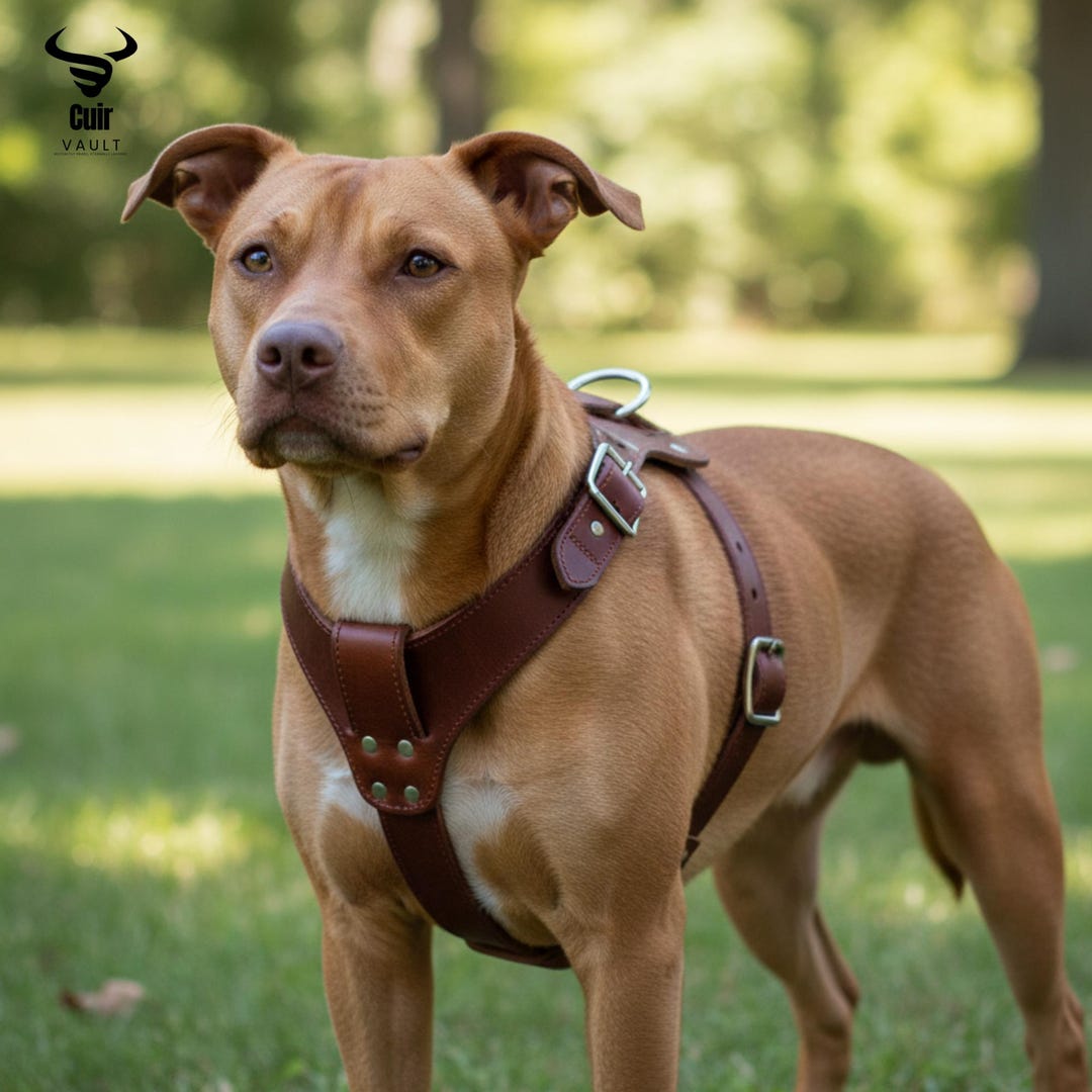 Personalized Leather Dog Harness, Custom Engraved Name, Handmade Pet ...