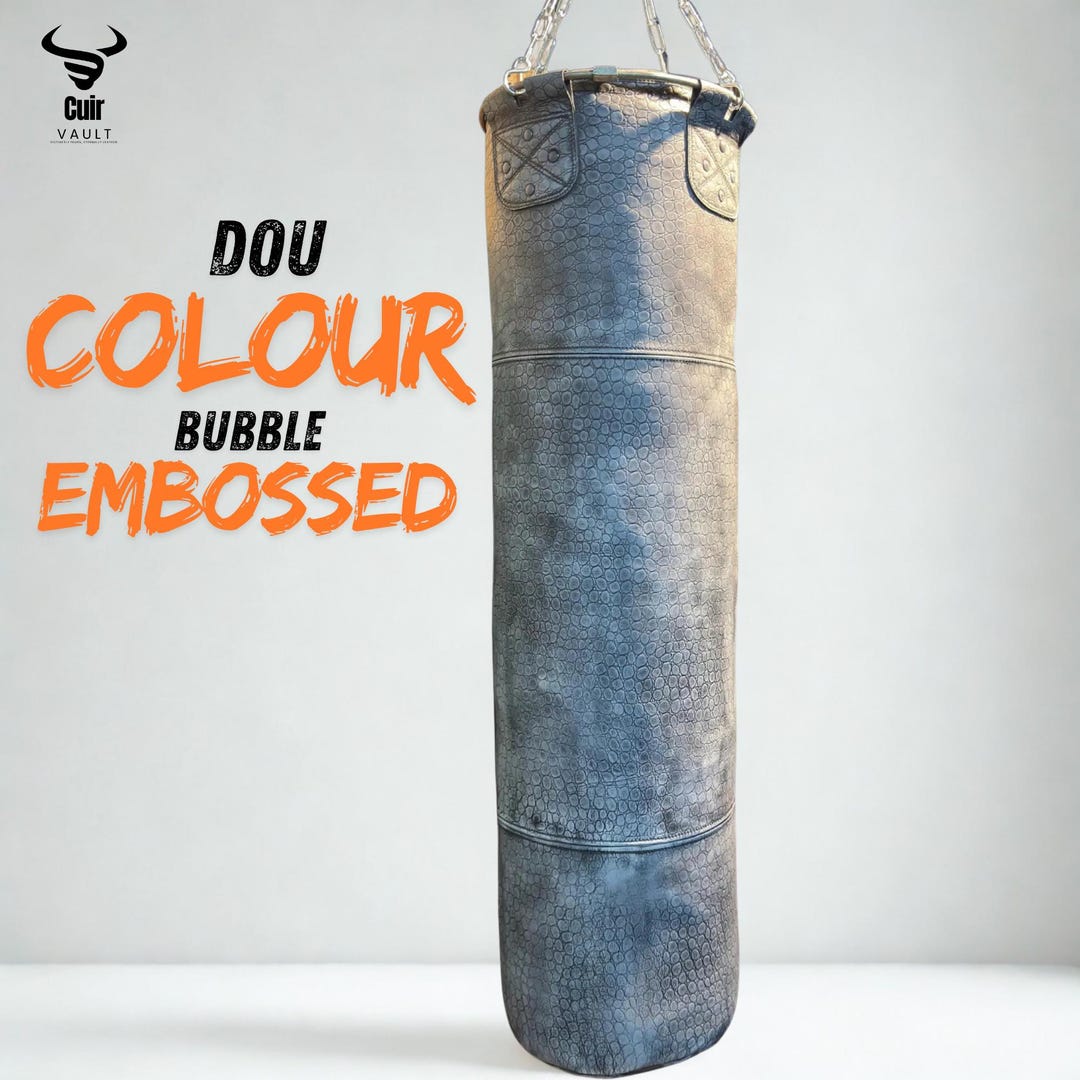 Bubble Embossed Duo Colour Metallic Black and Grey Cowhide Leather ...