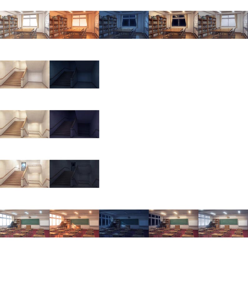 Japanese School Background Clips (123 Illustrations, Day & Night ...