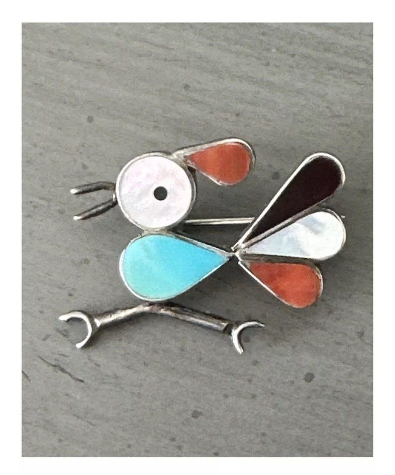 Zuni Road Runner Brooch/pin - Etsy