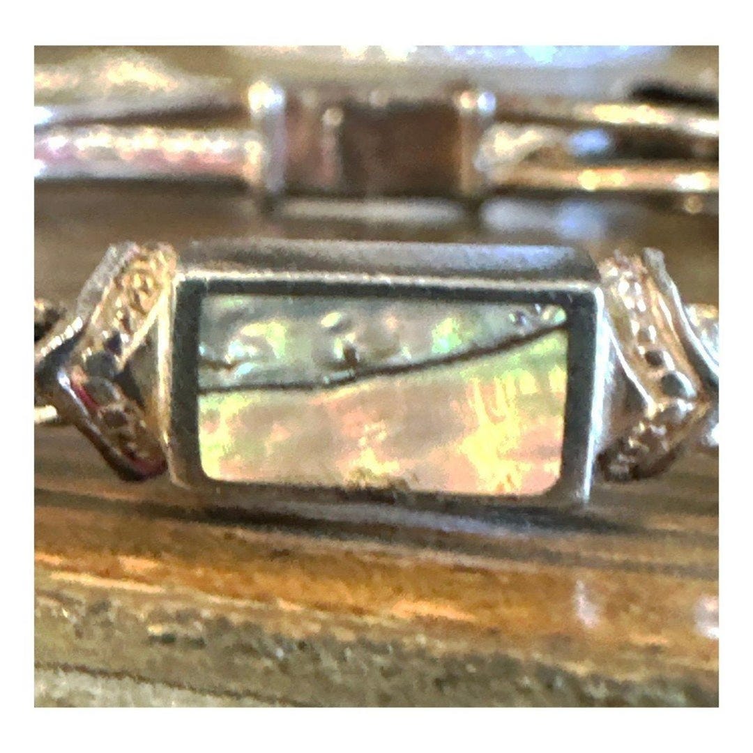 Vintage Abalone Shell 925 Sterling Silver Bracelet 7” Bangle - Etsy