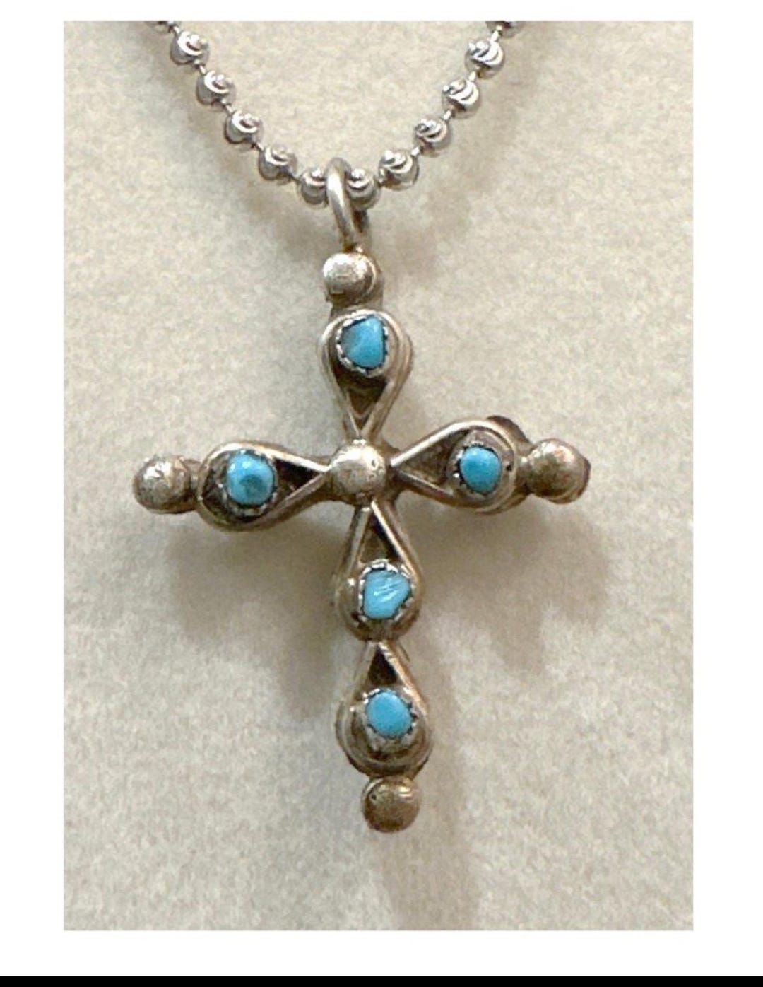 Native American Zuni Double Sided Cross Pendant Turquoise & Coral - Etsy