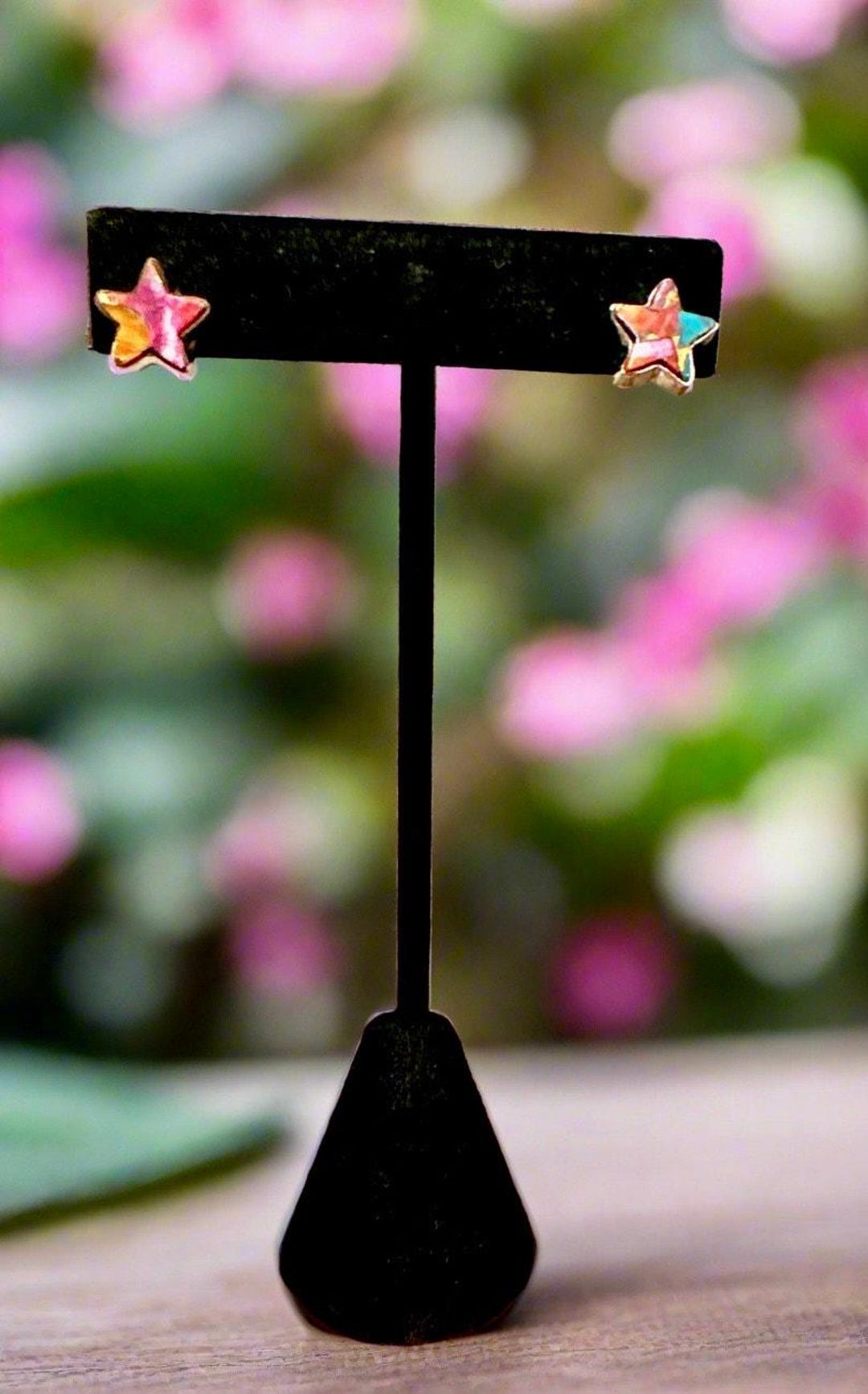 Pink Spiny Oyster Celestial Star Sterling Silver Stud Earrings - Etsy