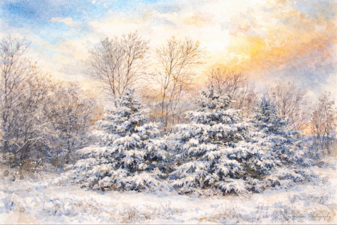 Kansas Winter Watercolor Art Print - Kansas Landscape (digital Download ...