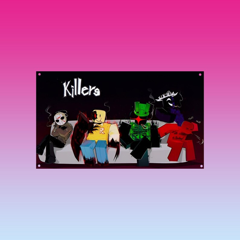 Roblox Forsaken Killers Flag, Horror Game Pink Tapestry, Roblox Killer ...