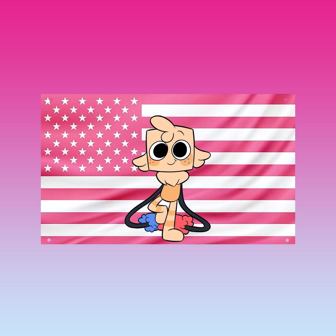 Goob Dandy’s World Pink American Flag Wall Decor – Cute Roblox Dandy ...