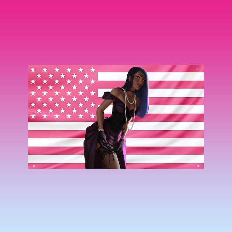 Caitlyn Arcane Flag | League of Legends Pink USA Flag | Elegant Gamer ...