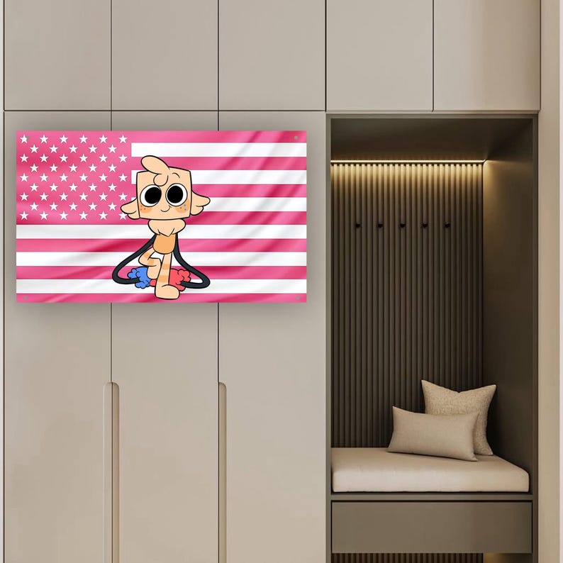 Goob Dandy’s World Pink American Flag Wall Decor – Cute Roblox Dandy ...