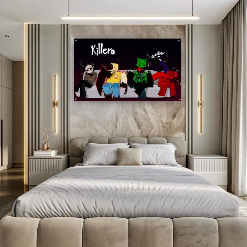 Roblox Forsaken Killers Flag, Horror Game Pink Tapestry, Roblox Killer ...