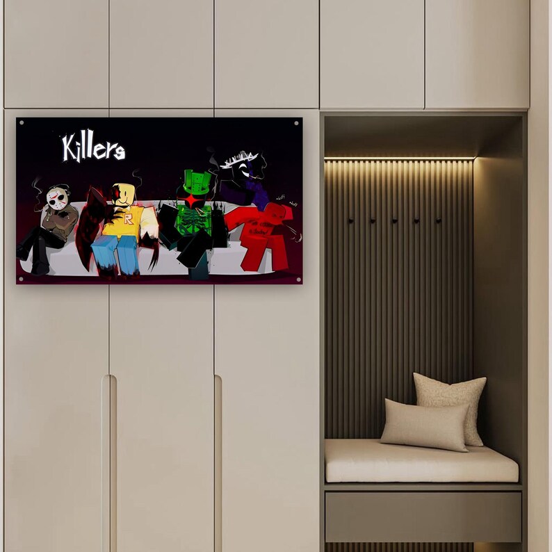 Roblox Forsaken Killers Flag, Horror Game Pink Tapestry, Roblox Killer ...