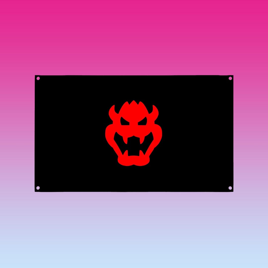 Bowser Emblem Flag | Red Evil Symbol Tapestry | Gamer Room Decor | Cool ...