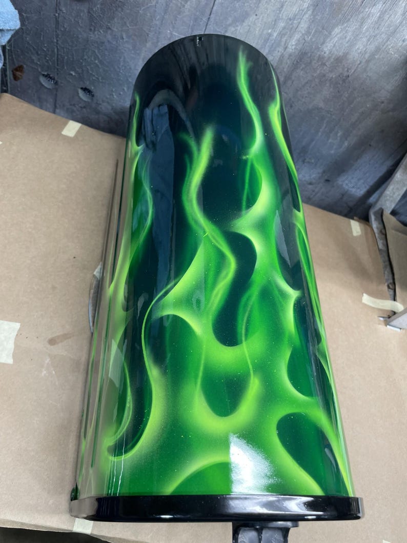Custom 1 of a Kind Green Fire Airbrushed Mailbox - Etsy