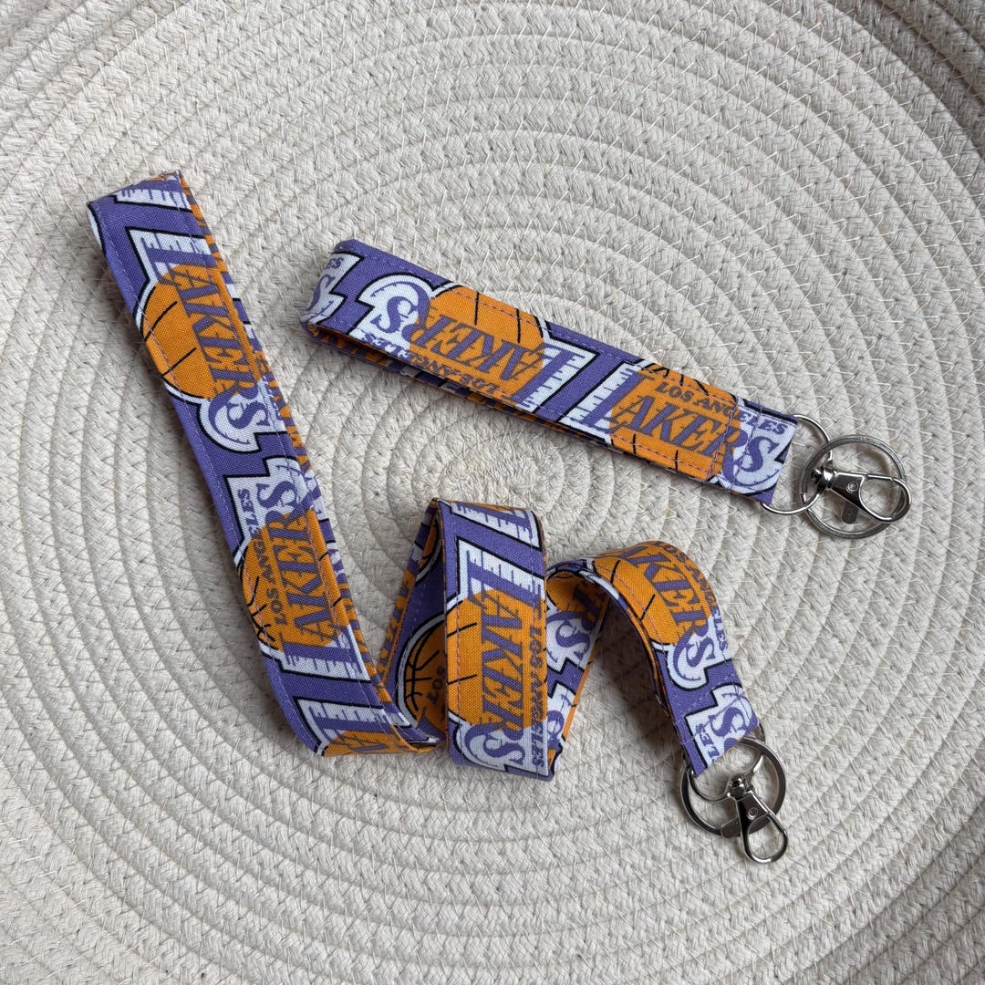 Los Angeles Lakers Basketball Fabric Lanyard, Wrist Keychain, Key Fob ...