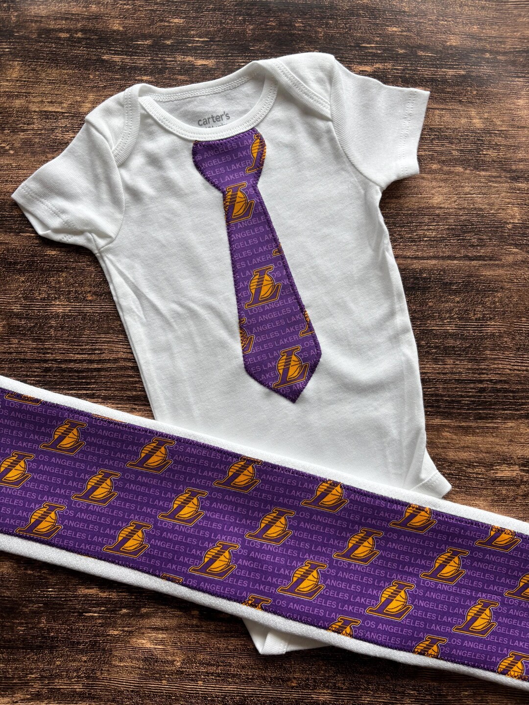 Los Angeles Lakers Baby Gift, Baby Boy Tie Onesie and Burpcloth ...