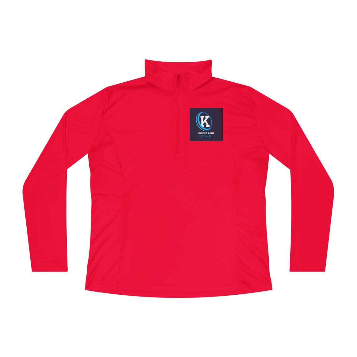 K Letter Monogram Logo Ladies Quarter-zip Pullover | Navy Blue Square ...
