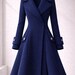 Pure Blue Wool Long Coat for Women | Elegant Tailored Winter Coat ...