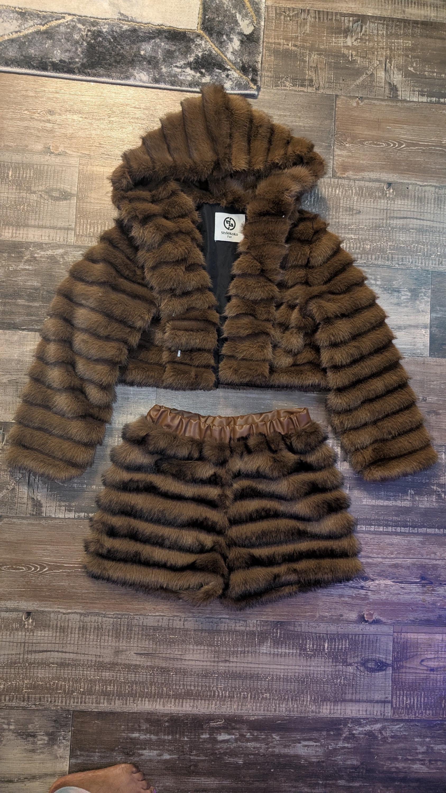 Faux Fur Shorts: Cozy Striped Design (multiple Lengths Available)-by ...