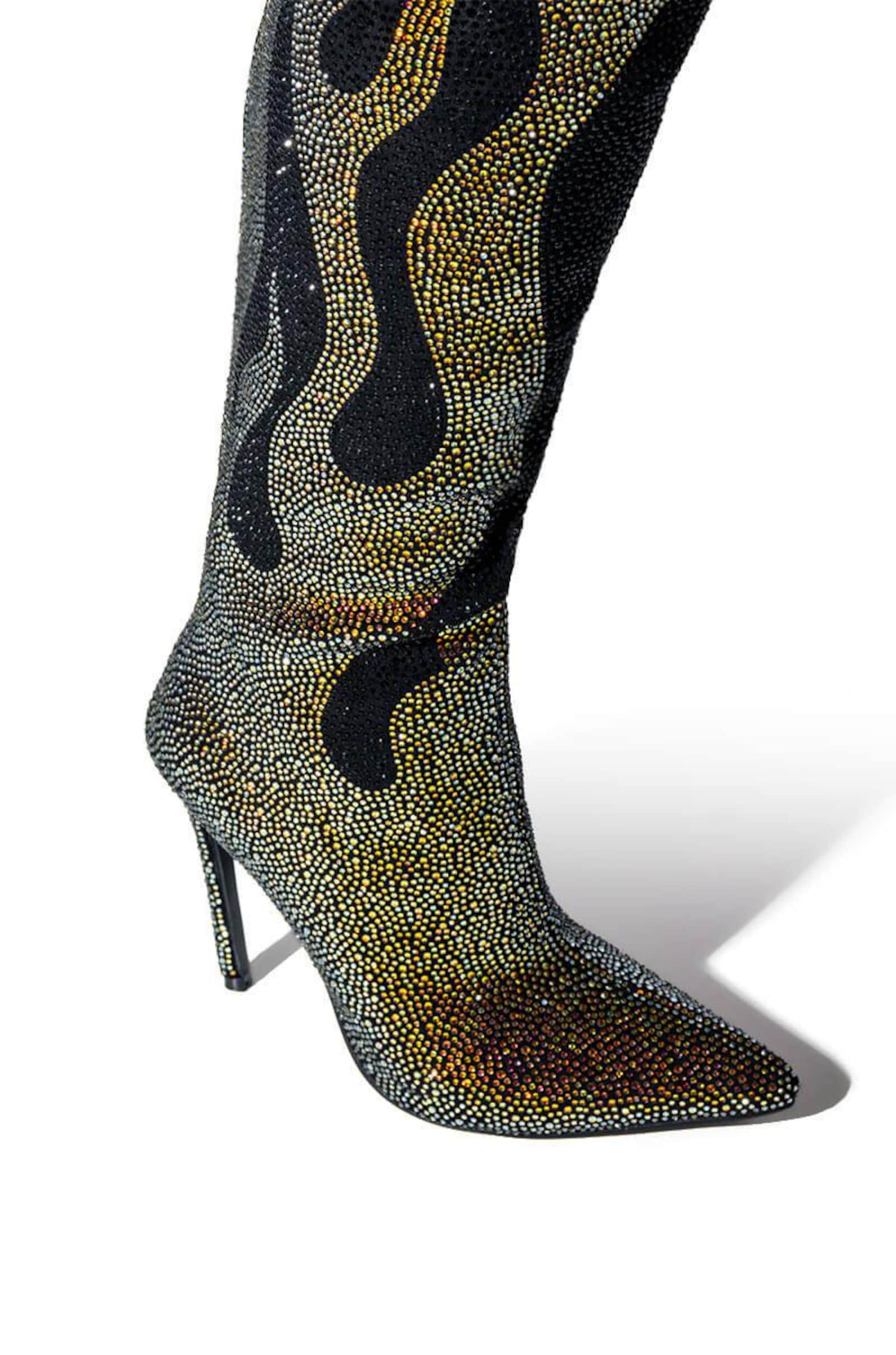 Custom Rhinestone Boots: Sparkly Glam Heels - Sizes 35-44 - Etsy