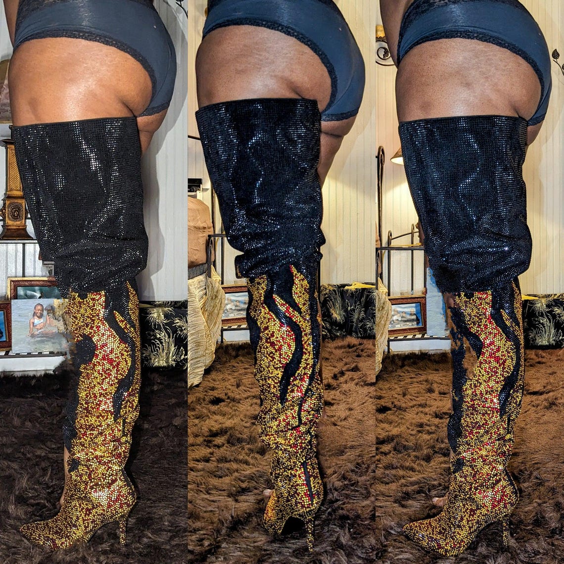 Custom Rhinestone Boots: Sparkly Glam Heels - Sizes 35-44 - Etsy