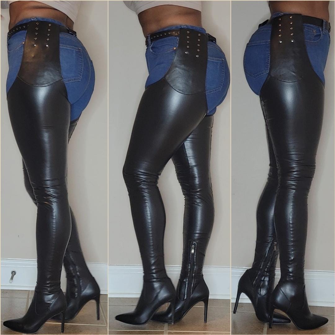 Stretch Thigh High Boots - Wide Chap Design With Adjustable Belt - Etsy