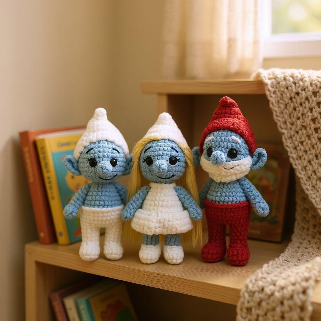 The Smurfs Inspired Amigurumi Crochet Pattern, Papa Smurf, Smurfette ...
