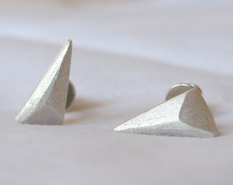 Triangle Stud Earrings Silver Stud Earrings Geometric Stud - Etsy