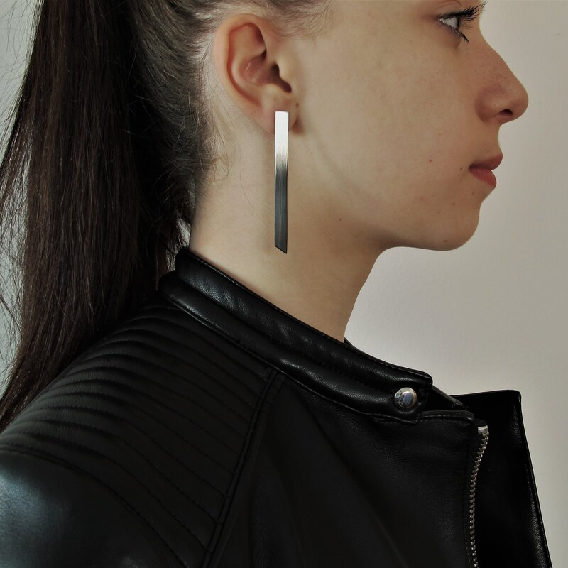 Silver Line Earrings - Etsy