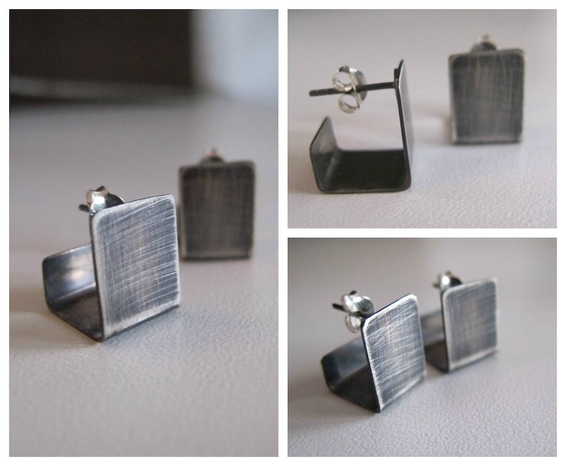 Silver Stud Earrings Minimal Studs Modern Stud Earrings - Etsy