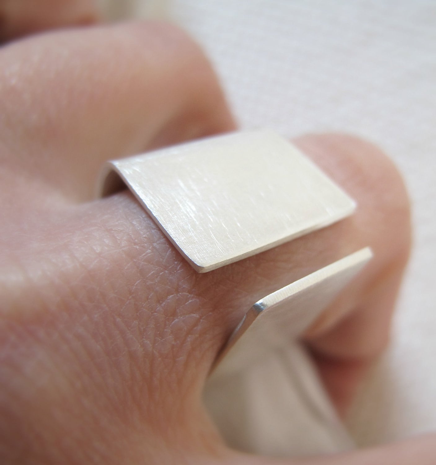 Silver Geometric Ring - Square - Wide Band Ring - Modern - Simple ...