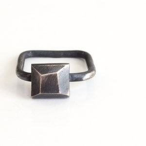 Silver Geometric Ring Square Wide Band Ring Modern - Etsy