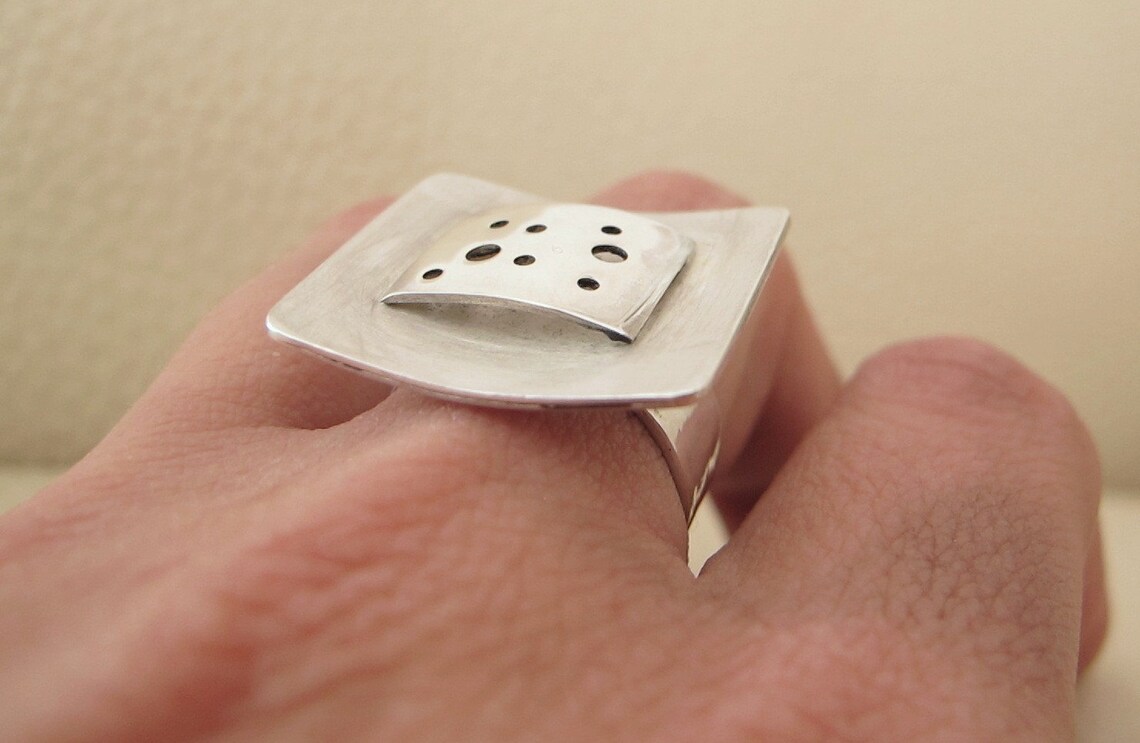 Modern Statement Square Woman Silver Ring That Can Be Wear | Etsy