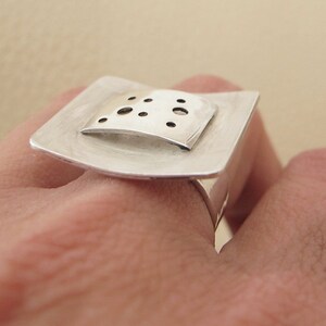 Modern Statement Square Woman Silver Ring That Can Be Wear Everyday ...