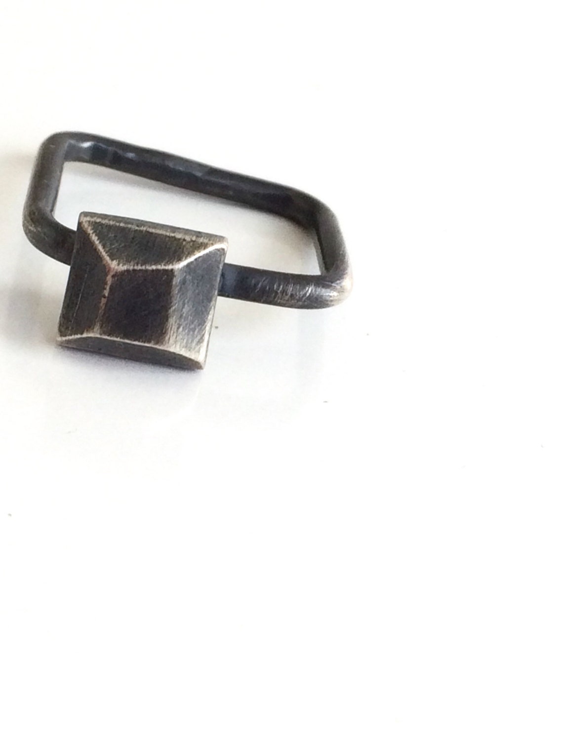 Silver geometric ring Square wide band ring modern | Etsy