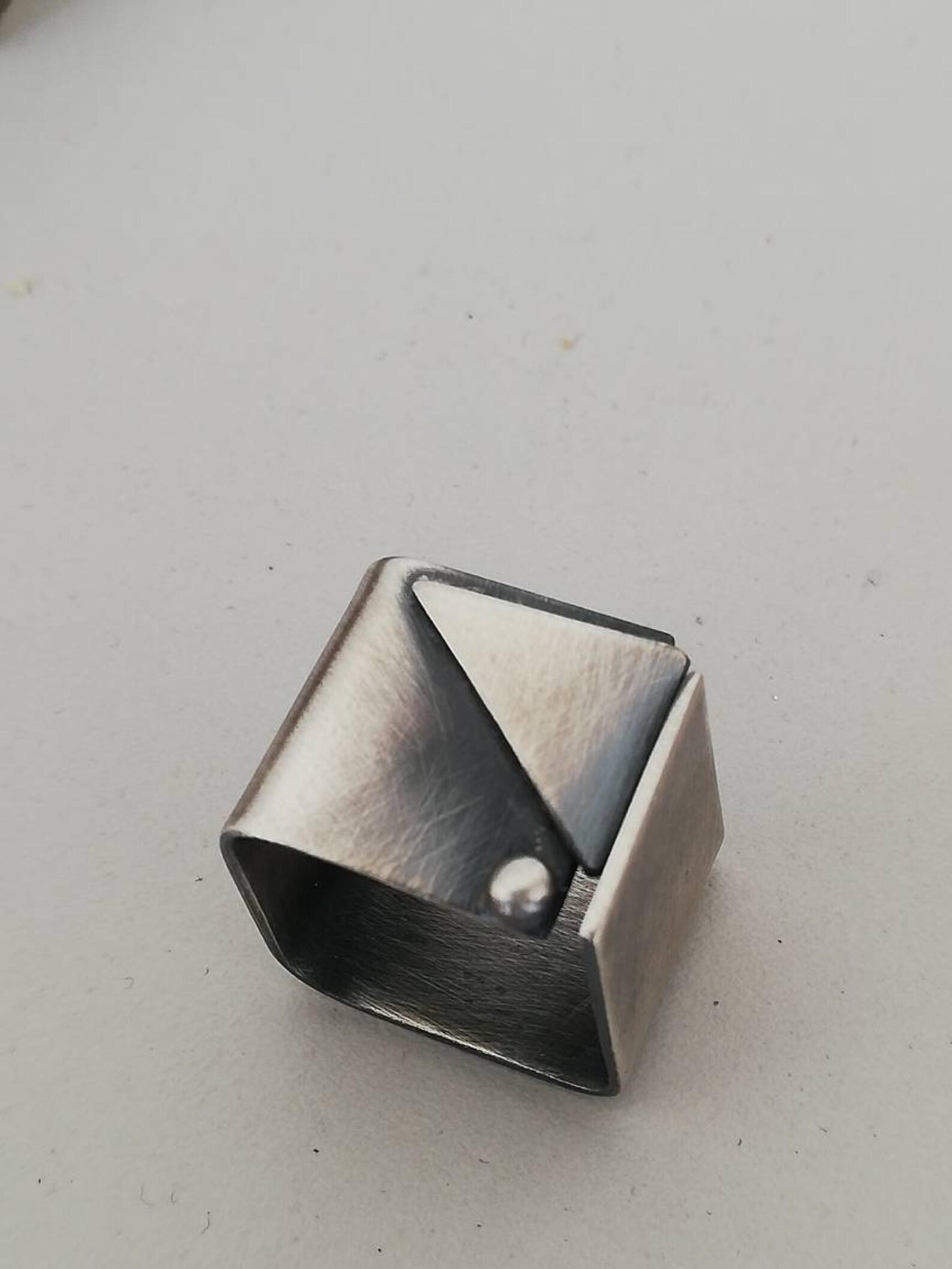 Oxidized Sterling Silver Square Ring: Geometric Wide Band - Etsy