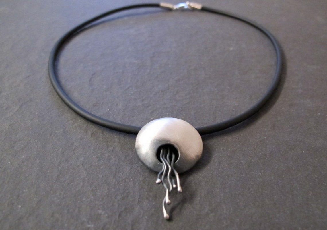 Cool contemporary neckles sterling silver pendant | Etsy