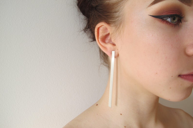 3.74 Inch Long Line Bar Stud 925 Sterling Silver Earrings for - Etsy