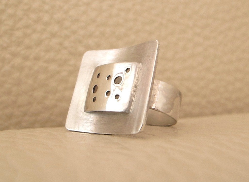 Modern Statement Square Woman Silver Ring That Can Be Wear | Etsy