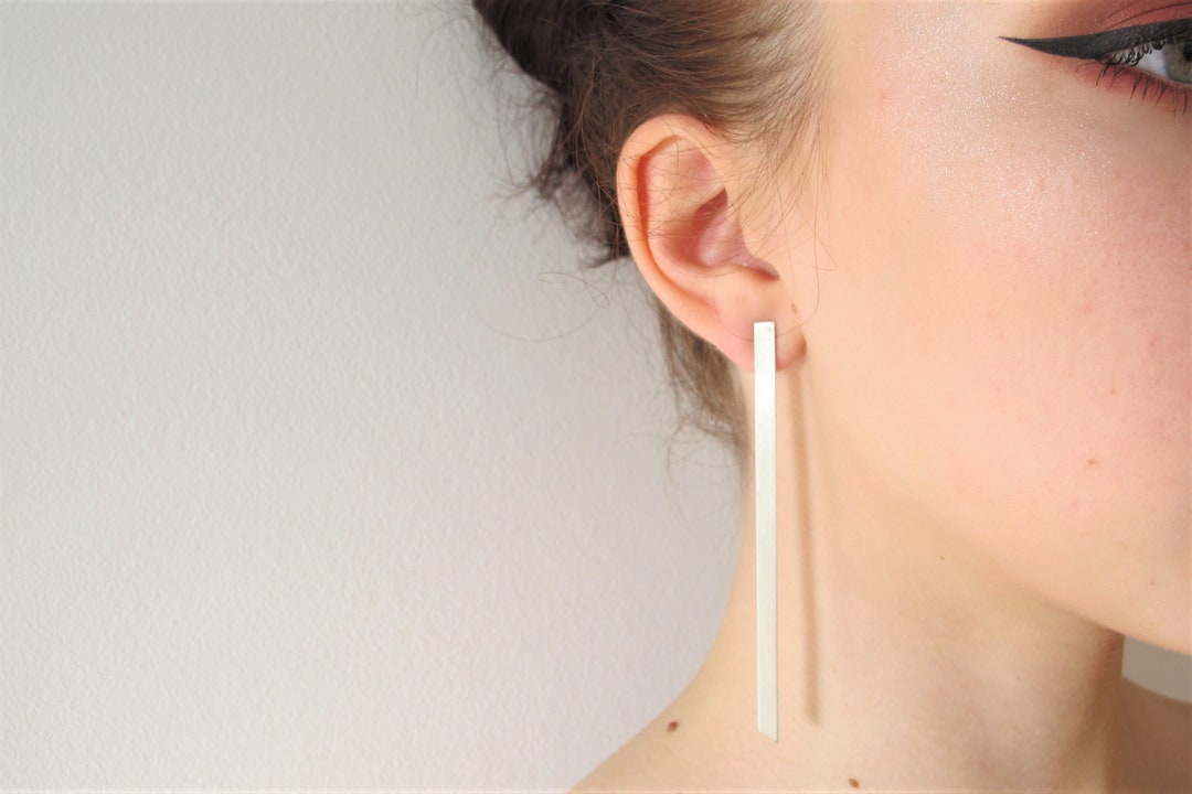 3.74 Inch Long Line Bar Stud 925 Sterling Silver Earrings for Women ...