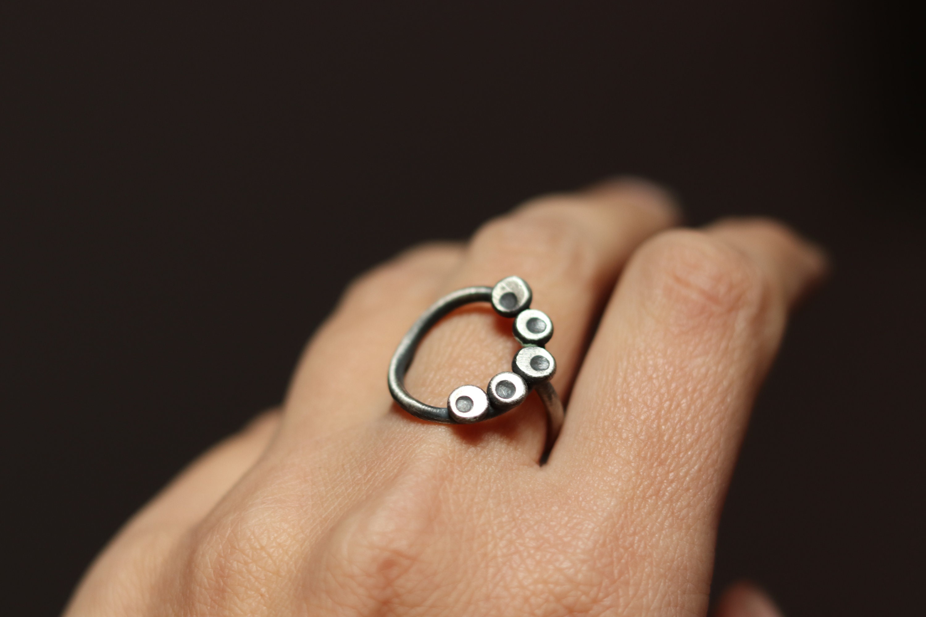 Sterling silver Bubble ring/ octopus ring oxidized silver | Etsy